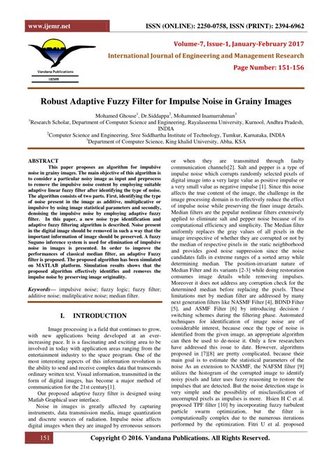 Pdf A New Effective Gui Based Adaptive Fuzzy Filter For Impulse Noise