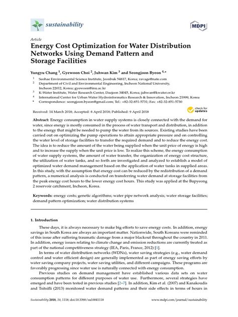 Energy Cost Optimization For Water Distribution Ne Pdf Water Supply Network Mathematical