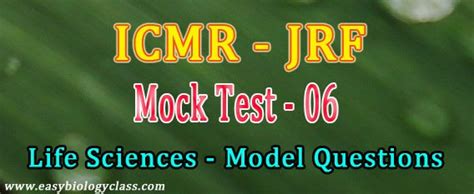 Life Sciences ICMR JRF Model Question Paper EasyBiologyClass