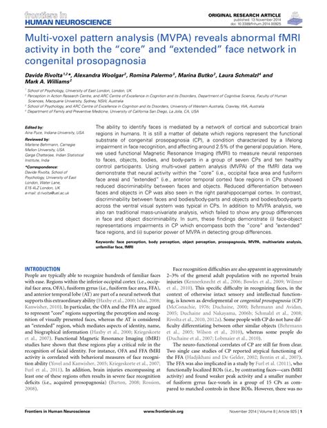 Pdf Multi Voxel Pattern Analysis Mvpa Reveals Abnormal Fmri Activity In Both The Core” And