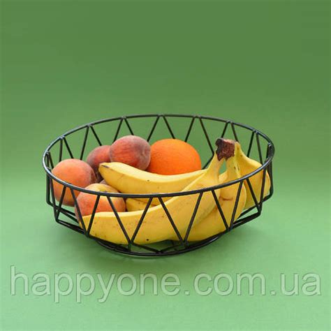 Купить Фруктовница Корзина для фруктов металлическая Ваза для фруктов Ромб 27х10 см черный