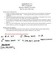 ENGR217 HW1 Pdf ENGR PHYS 217 HW1 Assignment Analog To Digital