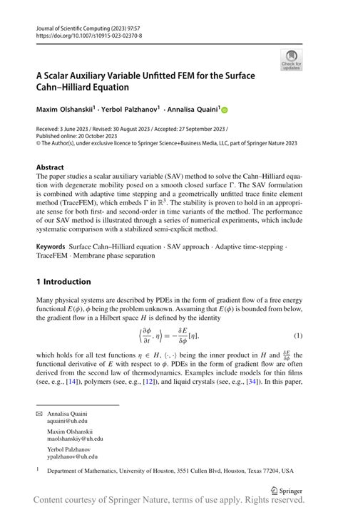 A Scalar Auxiliary Variable Unfitted Fem For The Surface Cahnhilliard