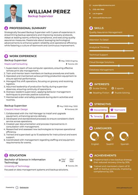 10 Backup Supervisor Resume Samples And Templates For 2025