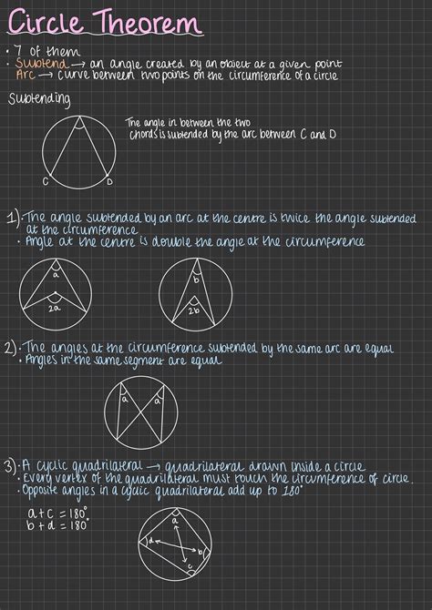 Gcse Maths Notes Circle Theorems Higher Edexcel Etsy