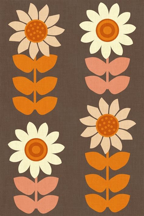 Mid Century Modern Flower Wallpaper