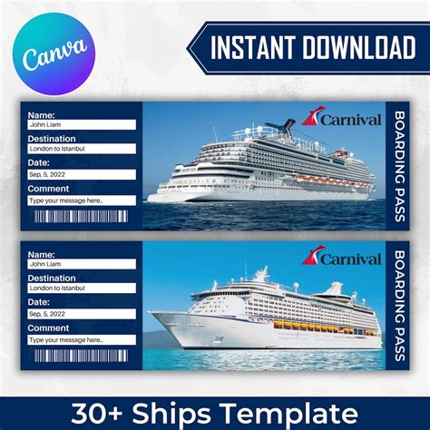 Carnival Cruise Boarding Pass Printable Surprise Vacation Trip Ticket