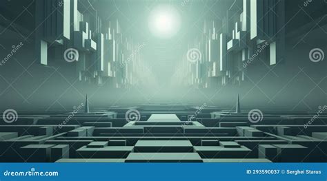 A Futuristic Maze With A Light Shining Through It Ai Stock