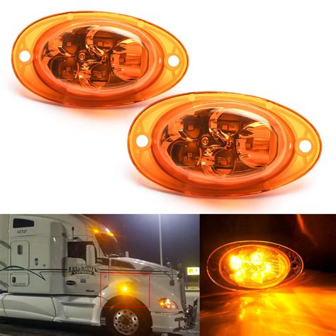 Xotic Tech Amber Lens Full Led Front Cab Side Marker Turn Signal Light