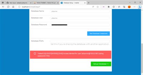 the database tester in installer uses the wrong ip address actually