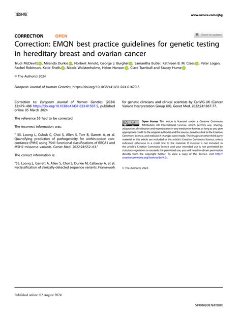 Pdf Correction Emqn Best Practice Guidelines For Genetic Testing In