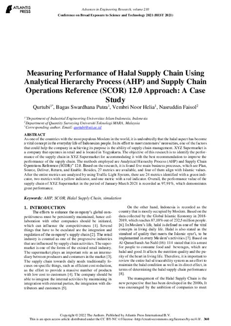 Pdf Measuring Performance Of Halal Supply Chain Using Analytical Hierarchy Process Ahp And