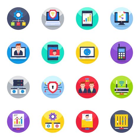 Premium Vector Pack Of Networking Flat Icons