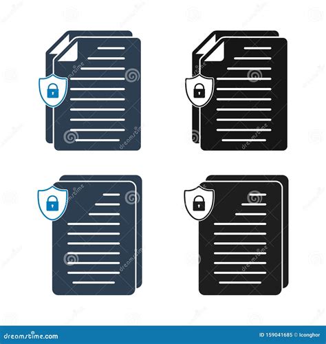 Document Protection Icon Set Stock Vector Illustration Of Vector Safety 159041685