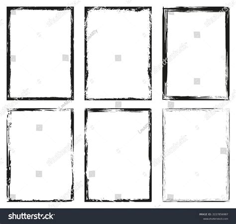 Set Rectangular Frames Grunge Frame Collection Stock Vector Royalty