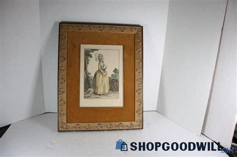 Vintage French Artwork Of 1778 Woman Framed