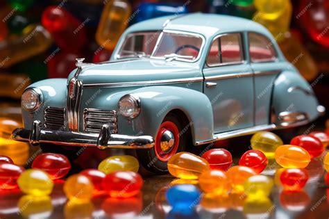 Premium Photo Jelly Beans In A Model Car For A Sweet Ride