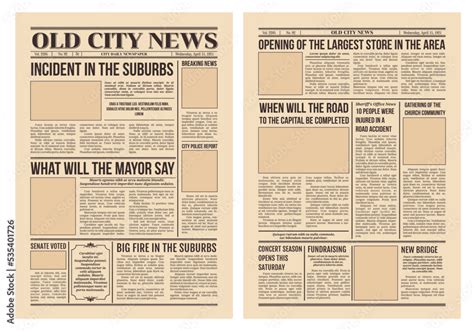Vettoriale Stock Vintage Newspaper Old Paper With City News Page