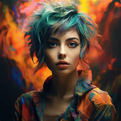 Artstation Woman In The Style Of Acid Pixie