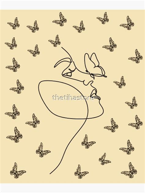 "Line art hands with butterflies. Woman face with butterfly. Abstract ...