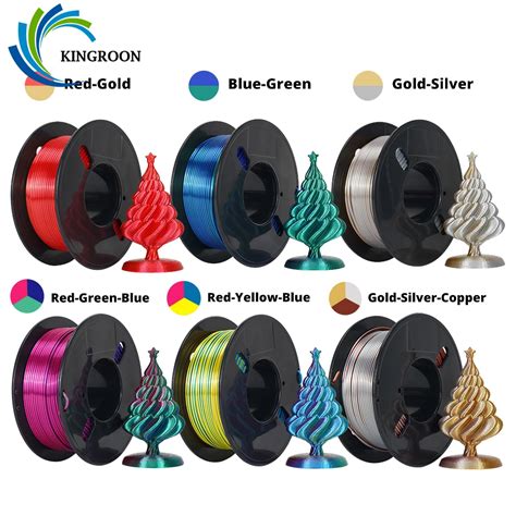 삼색 실크 Pla 3d 프린터 필라멘트 3가지 색상 Fdm 프린터용 175mm 1kg세트 Alshop01
