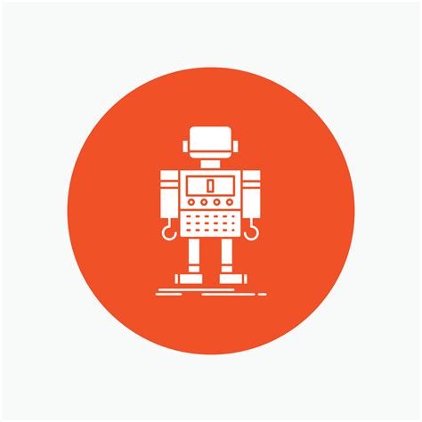 Autonomous Machine Robot Robotic Technology White Glyph Icon In Circle Vector Button