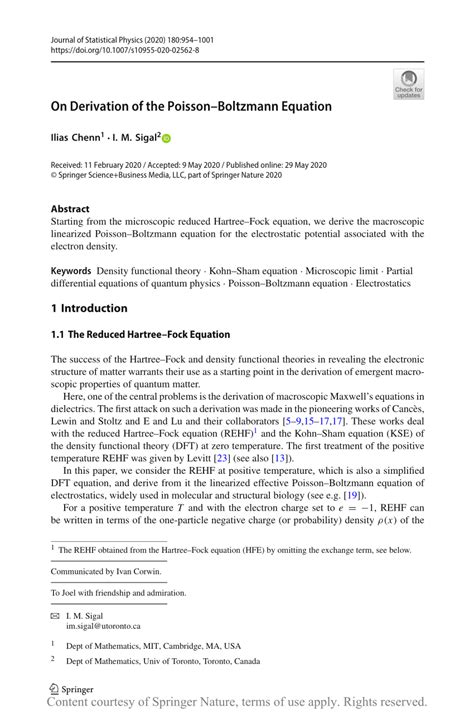 On Derivation Of The Poisson Boltzmann Equation Request Pdf