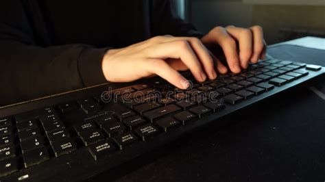 Hands Typing On Keyboard Computer Desktop Footage Closeup Business