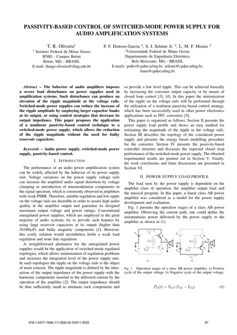 Pdf Passivity Based Control Of Switched Mode Power Supply For Audio