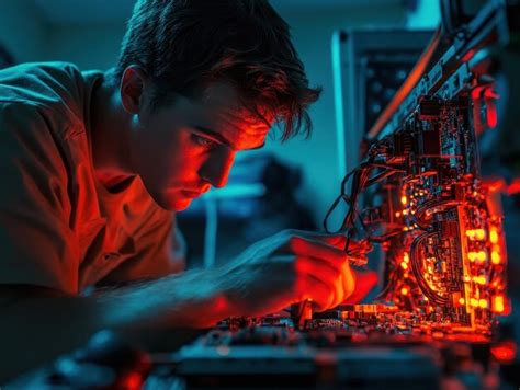 Ict Technician Troubleshooting Hardware And Software Issues Premium Ai Generated Image