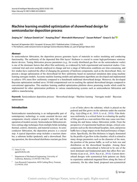 Machine Learning Enabled Optimization Of Showerhead Design For