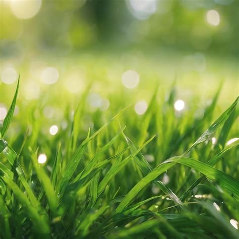 Bokeh Blurred Background Green Grass Leaves Premium Ai Generated Image