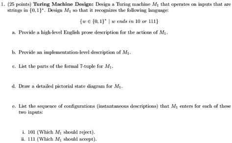 I Need A Help In Theory Of Computation 125 Points Turing Machine Design