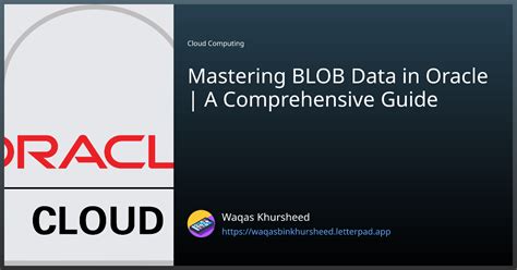 Mastering Blob Data In Oracle A Comprehensive Guide By Waqas Khursheed
