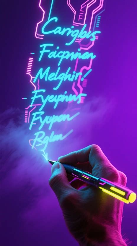 Free Neon Calligraphy Stroke Image Calligraphy Neon Cyberpunk