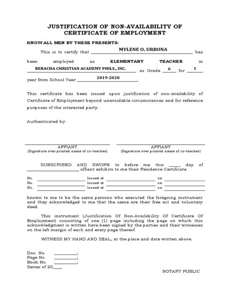Cerificate Of Non Availability Pdf