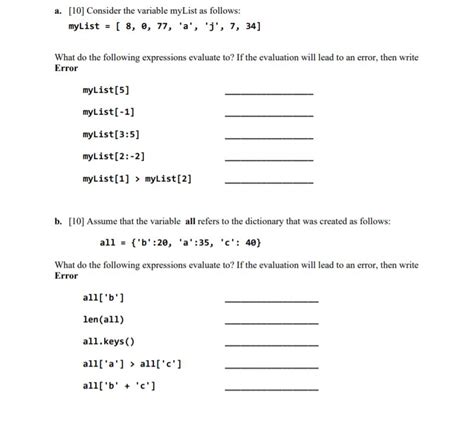 Solved A 10 Consider The Variable MyList As Follows Chegg