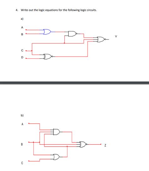 Solved 4 Write Out The Logic Equations For The Following Chegg Com
