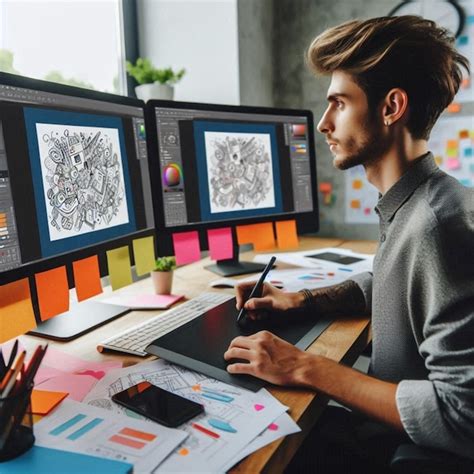 Masterful Male Graphics Designer Highquality Image Showcase Premium