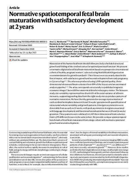 Pdf Normative Spatiotemporal Fetal Brain Maturation With Satisfactory Development At 2 Years