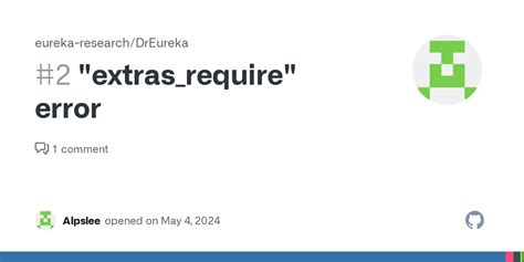 Extrasrequire Error · Issue 2 · Eureka Researchdreureka · Github