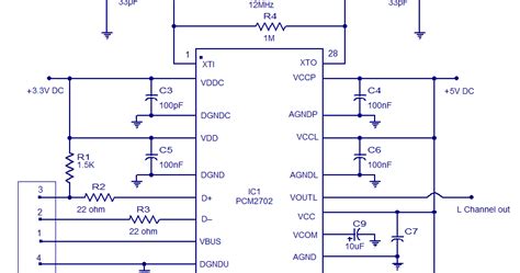 PCM2702 USB Sound Card Circuit Electronic Circuit Schematic Wiring Diagram
