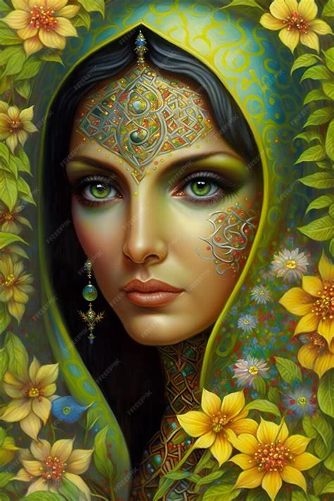 Premium Photo Beautiful Arab Womanhijab Portrait Islamic Luxury Muslim Woman Digital Art