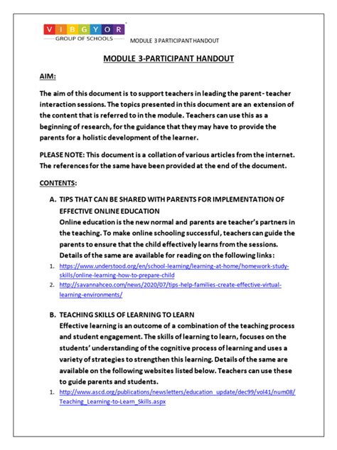 Module 3 Handout Pdf Learning Teachers