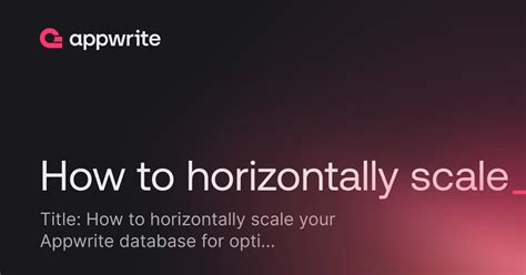 How To Horizontally Scale Threads Appwrite