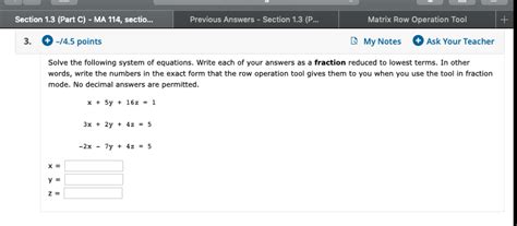 Solved Matrix Row Operation Tool Section 13 Part C Ma