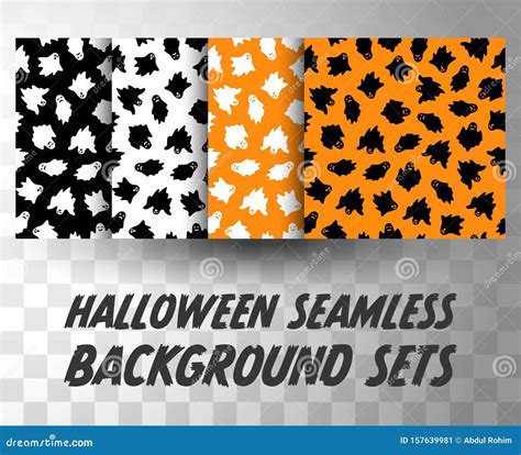 Set Of Seamless Pattern Ghosts With Different Colour Background Stock Vector Illustration Of