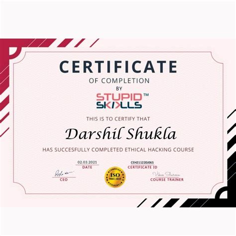 Darshil Shukla On Linkedin Cehv11 Ethicalhacking Certificate