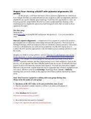 Week4 F22 Docx Project Four Having A BLAST With Pairwise Alignments