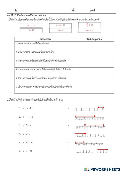 อสมการ ม 3 Online Exercise For Live Worksheets